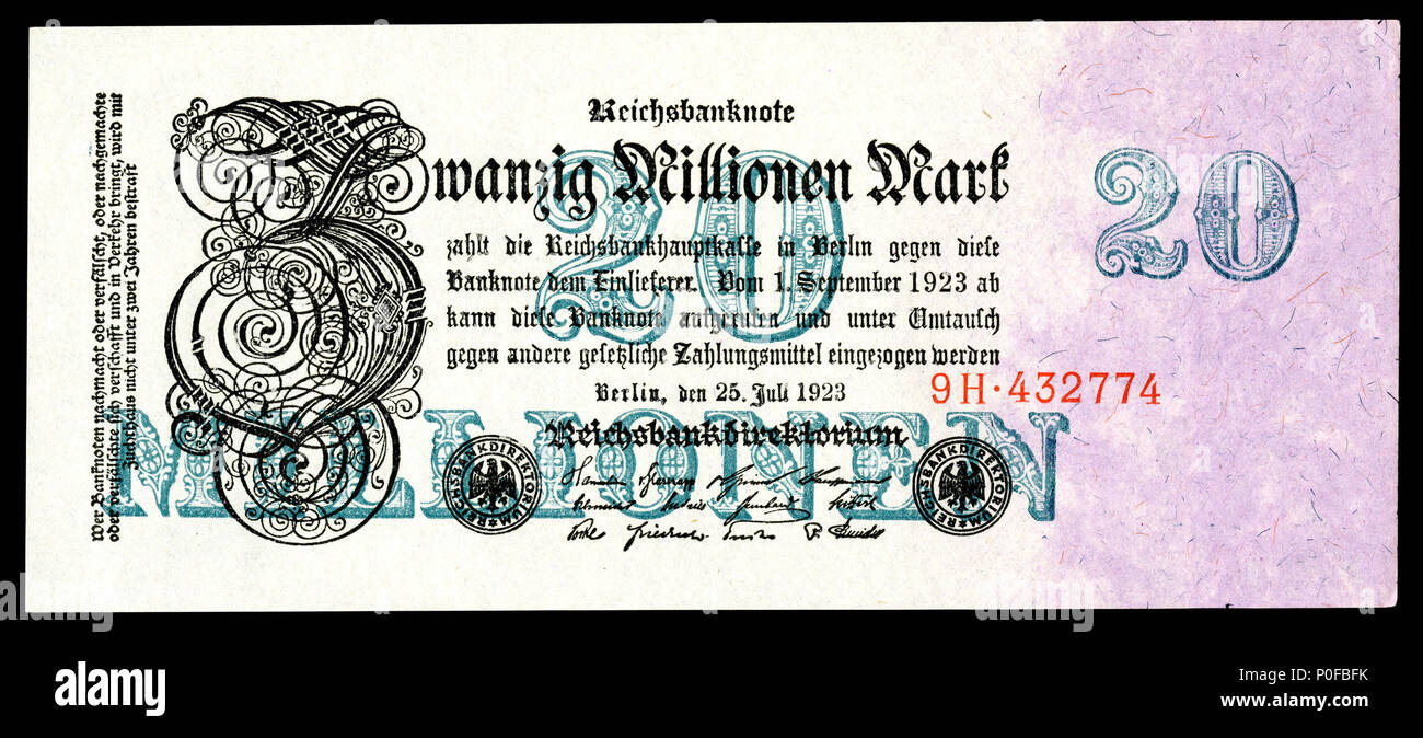 . English: German Papiermark of the Weimar Republic, post World War I ...