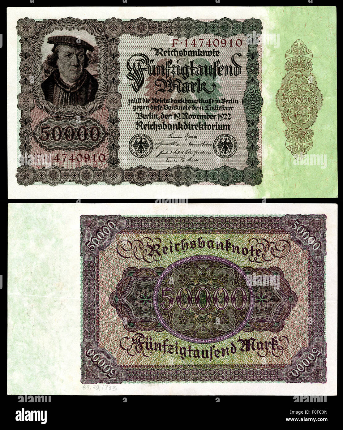 . English: German Papiermark of the Weimar Republic, post World War I ...