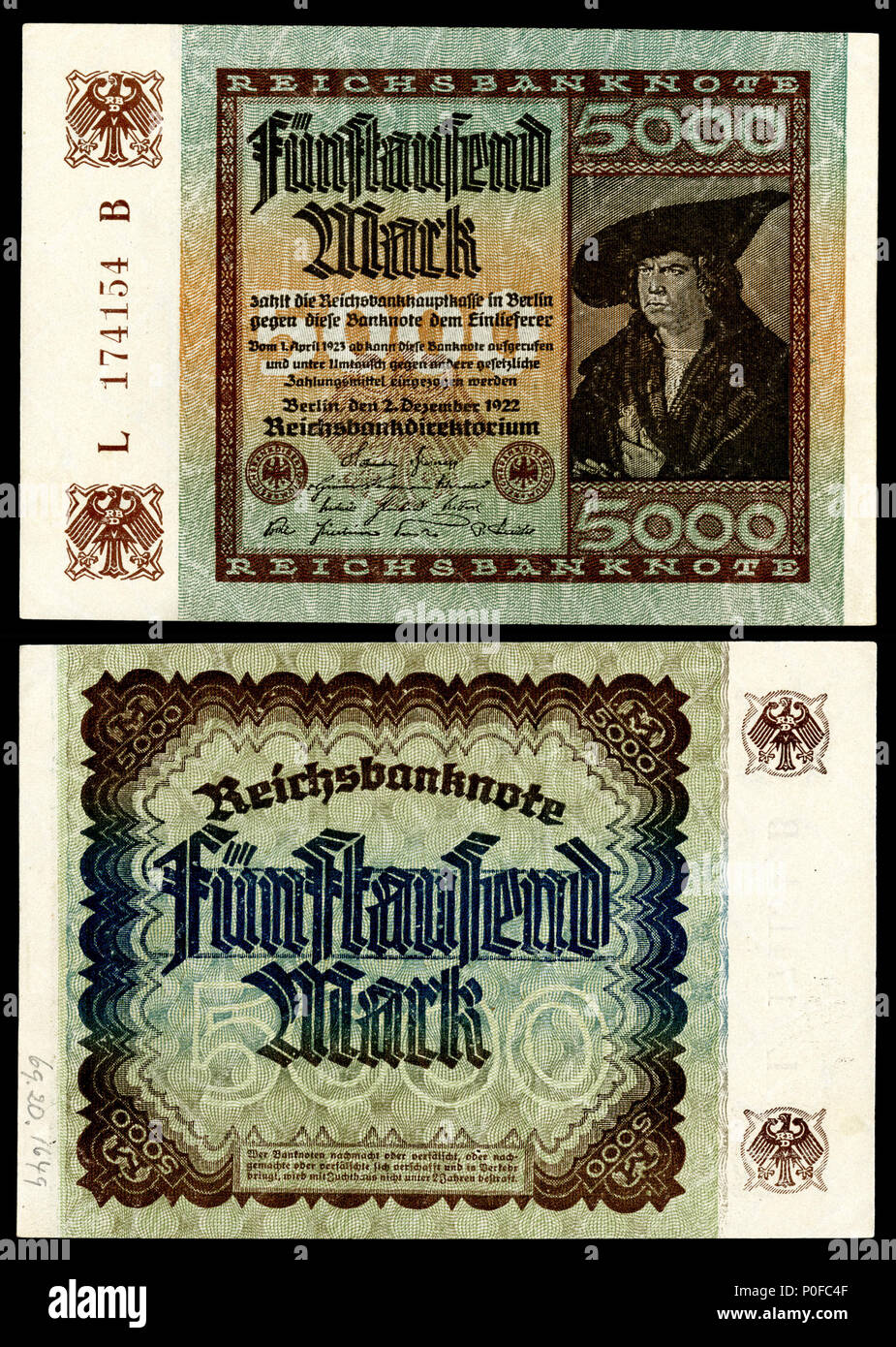 . English: German Papiermark of the Weimar Republic, post World War I ...