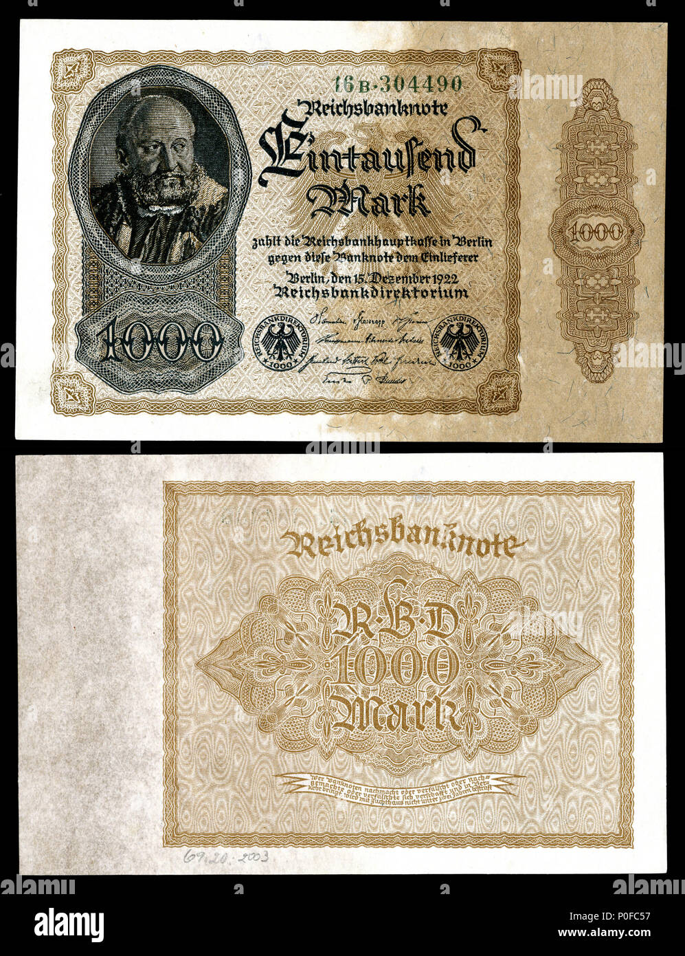 . English: German Papiermark of the Weimar Republic, post World War I ...