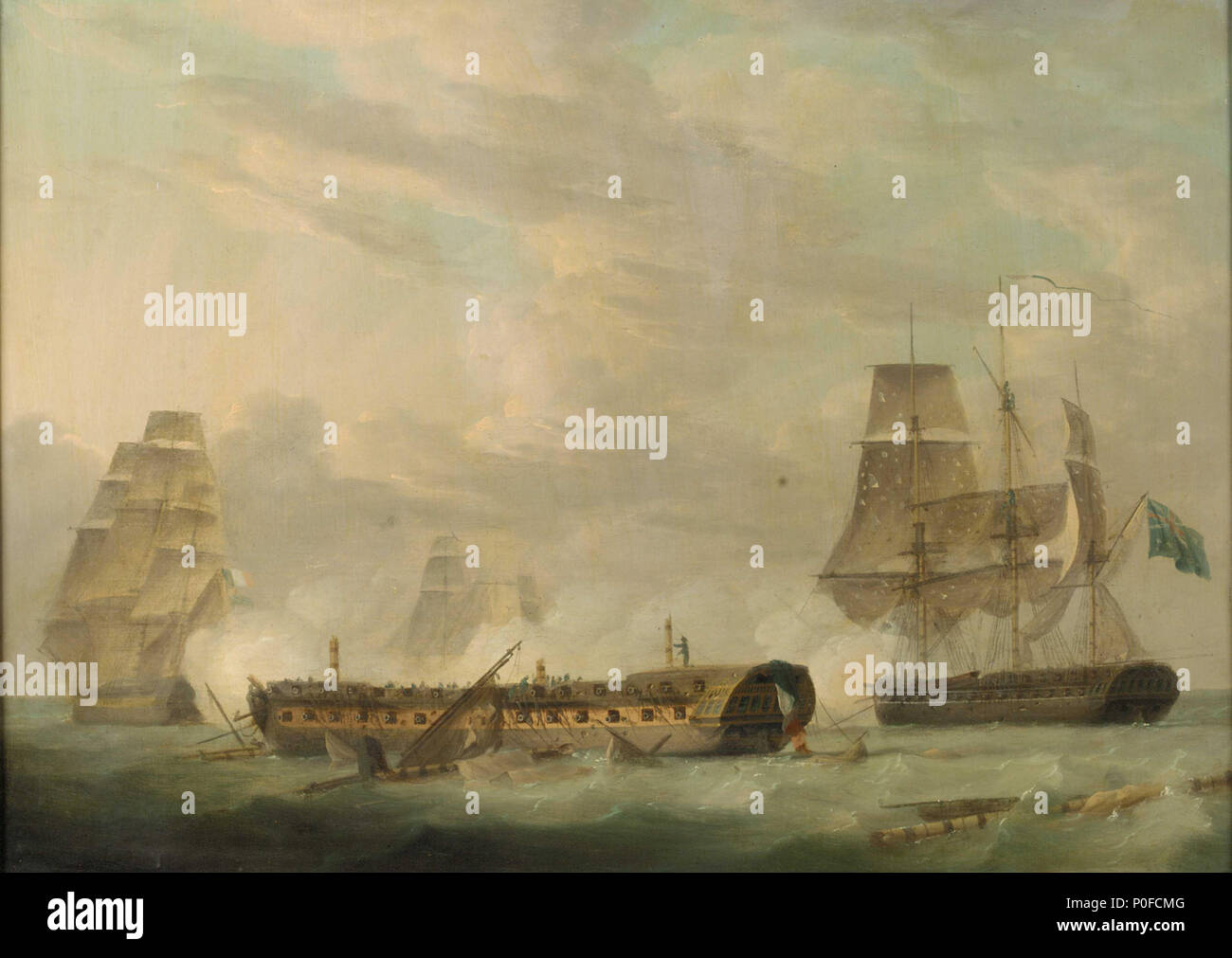 . English: Action at Sea: a French Frigate Completely Dismasted An ...