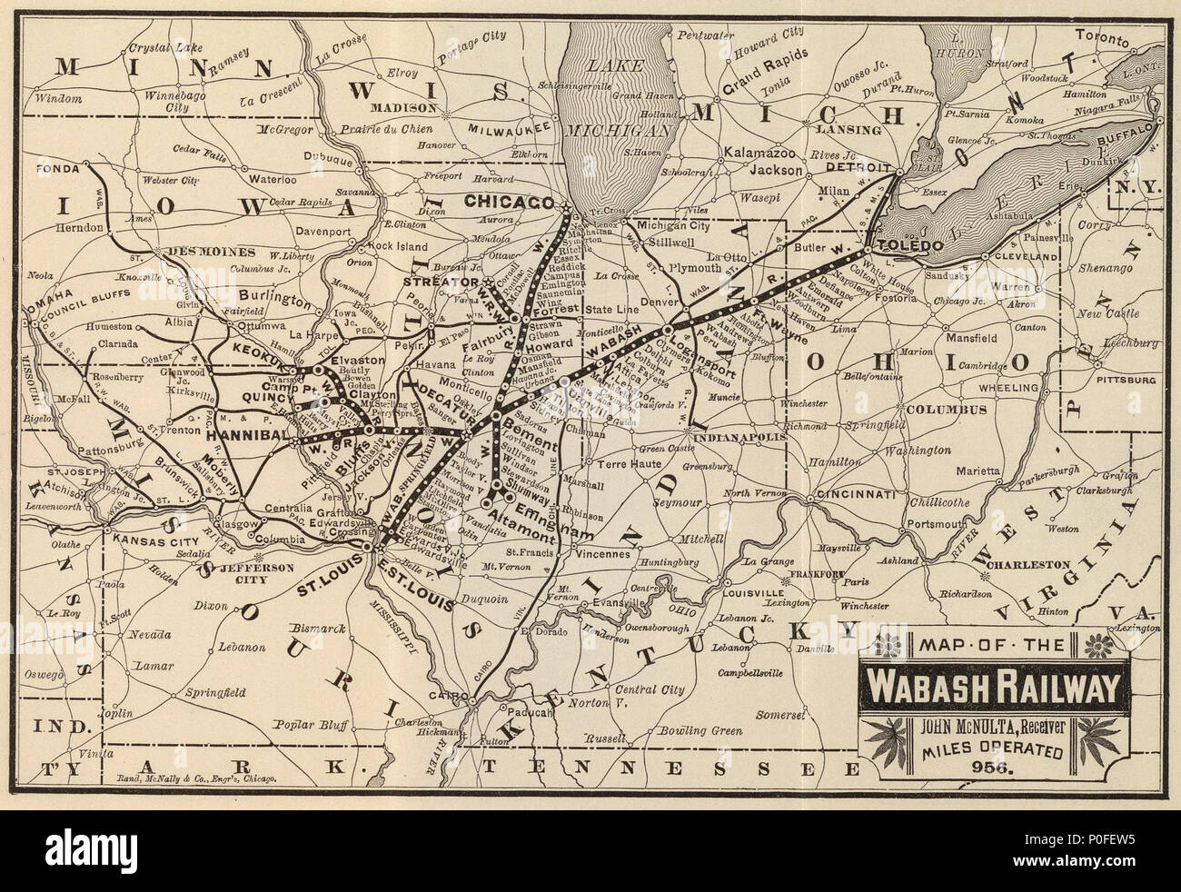 . 1887 map of the Wabash, St. Louis and Pacific Railway . 1887. Unknown ...