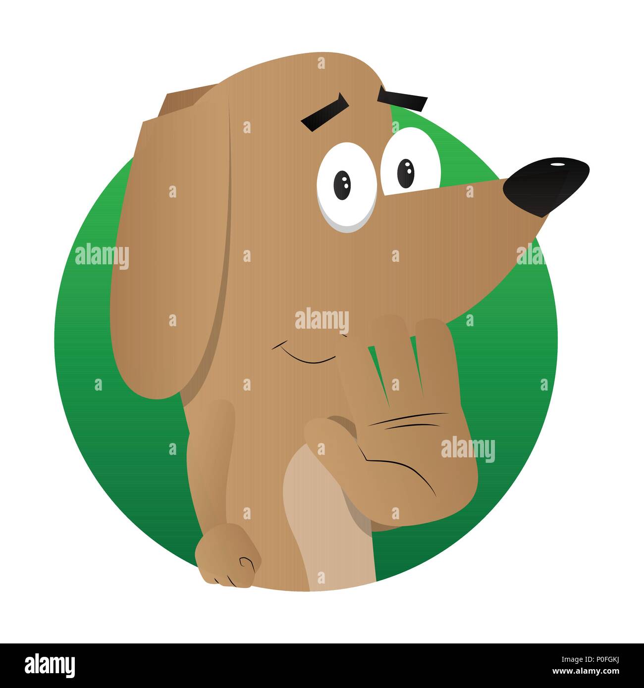 Cartoon illustrated dog showing deny or refuse hand gesture Stock ...