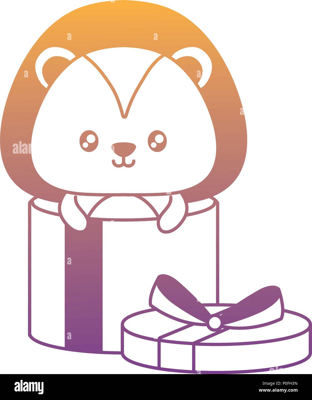 gift box with cute lion over white background, vector illustration ...