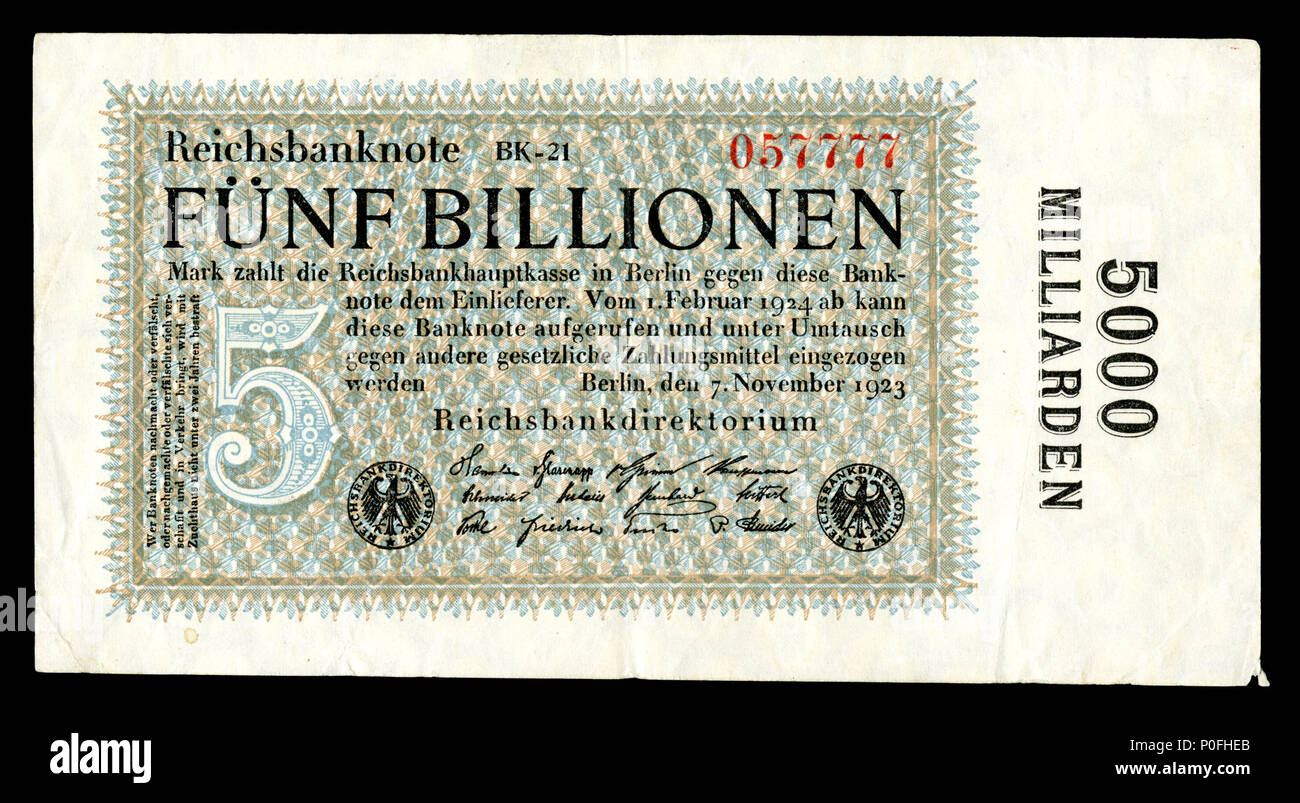 . English: German Papiermark of the Weimar Republic, post World War I ...