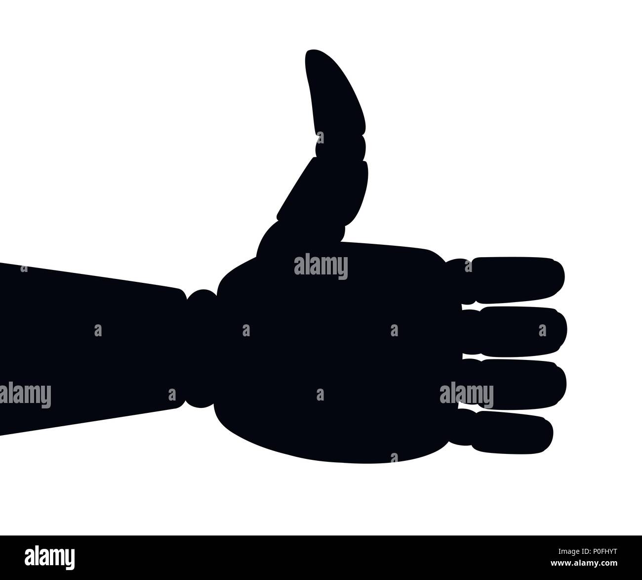 Black Silhouette Thumbs Up White Robot Hand Or Robotic Arm For