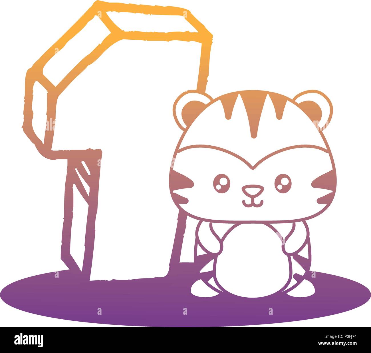 cute tiger with number one icon over white background, vector ...