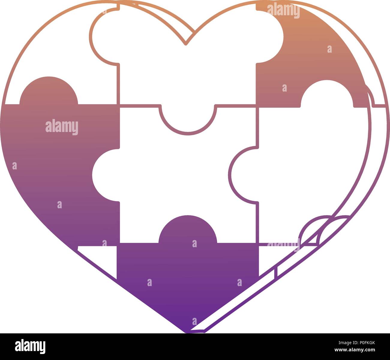 puzzle pieces in heart shape over white background, vector illustration ...