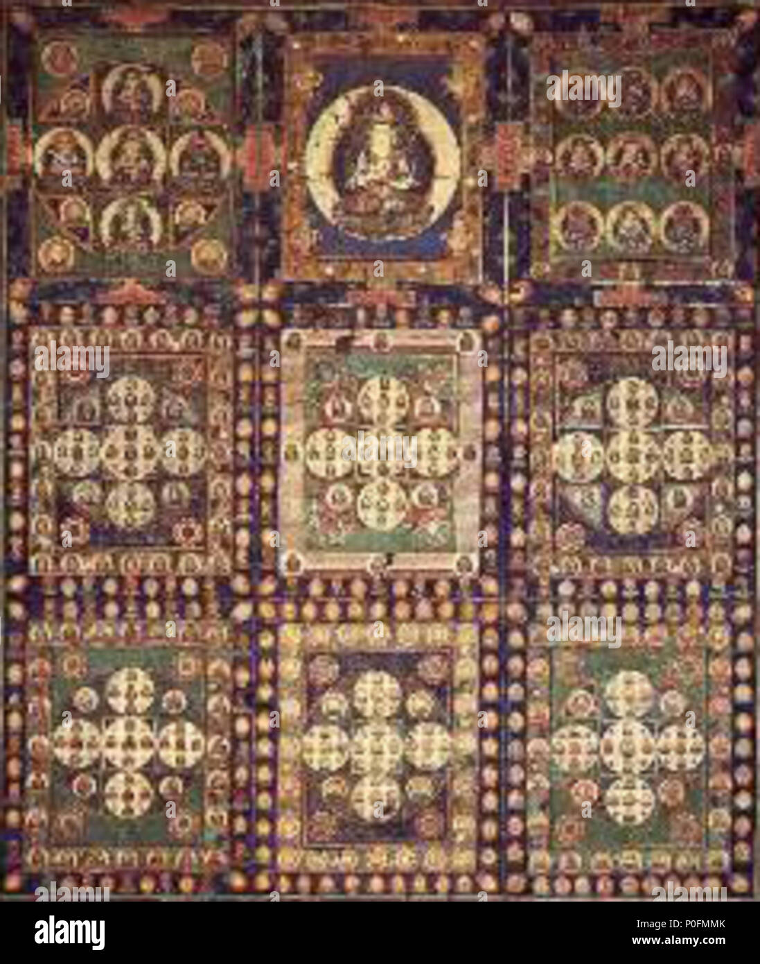 . English: Fudo Myoo with 36 attendants, flanked by the Mandala of the ...