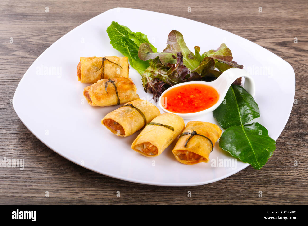 Traditional Asian spring roll with shrimps and vegetables Stock Photo ...