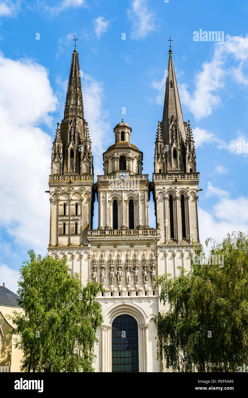 Angers, France: Saint Maurice Cathedral of Angers, built between the ...