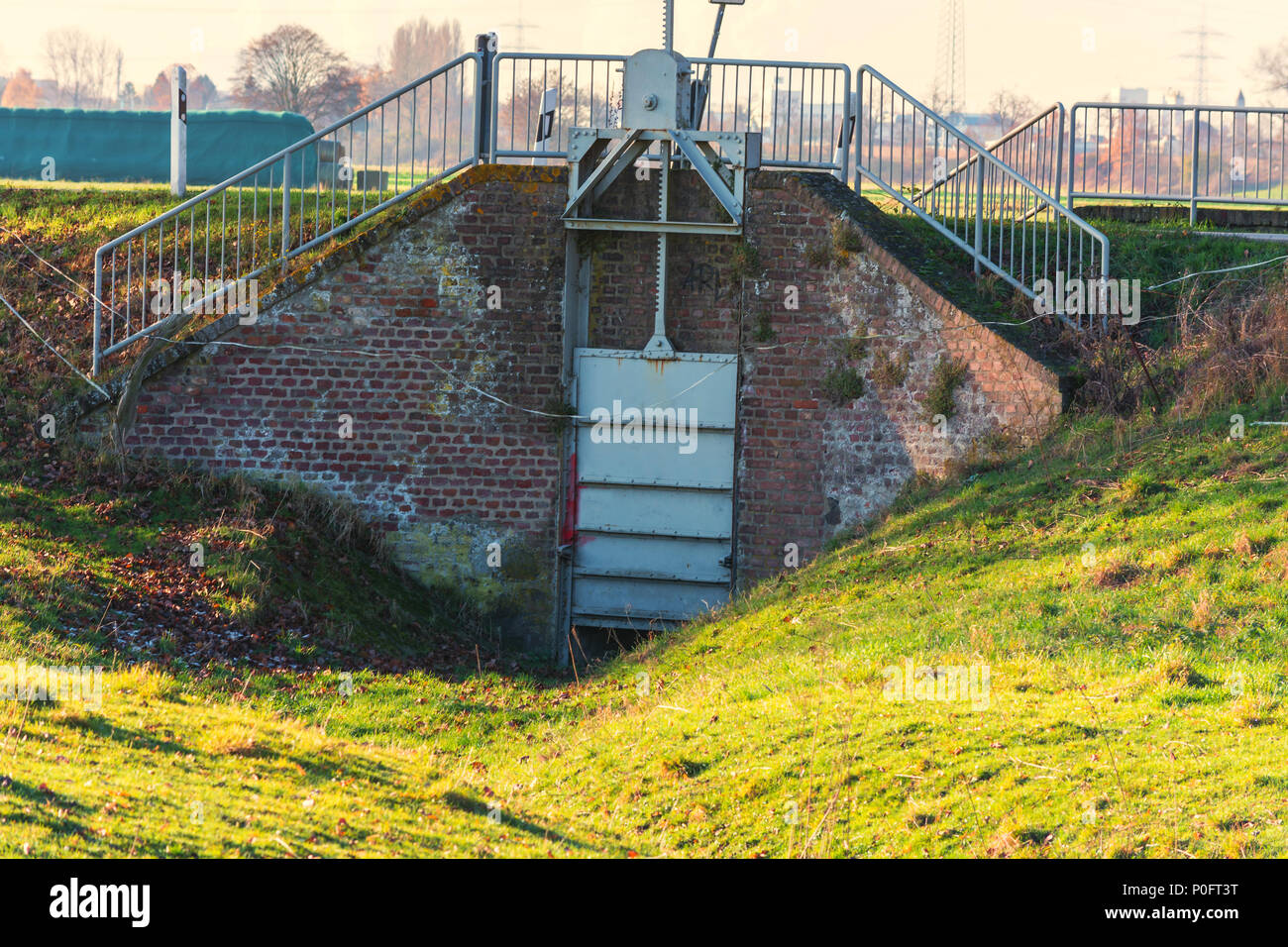 Dewatering trench for flood protection with dewatering slider Stock ...