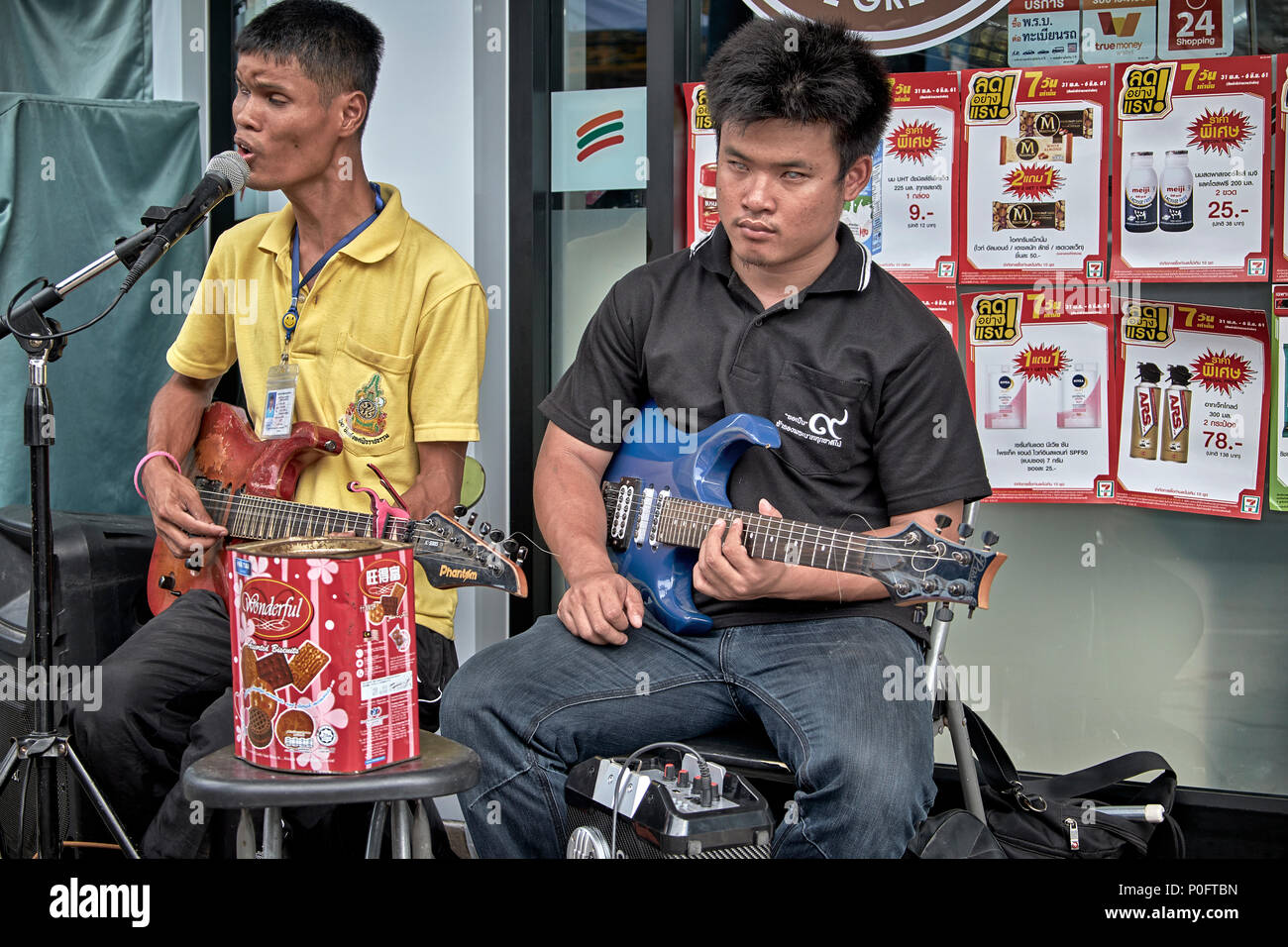 Disabled musicians, blind musician, buskers, Thailand, Southeast Asia ...