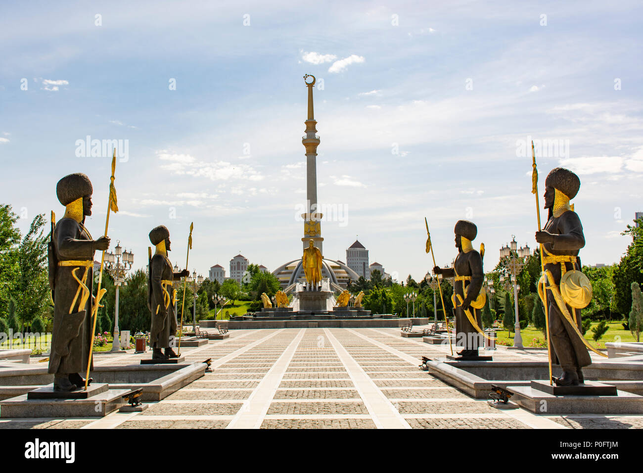 Statues at Independence Monument, Ashgabat, Turkmenistan Stock Photo ...
