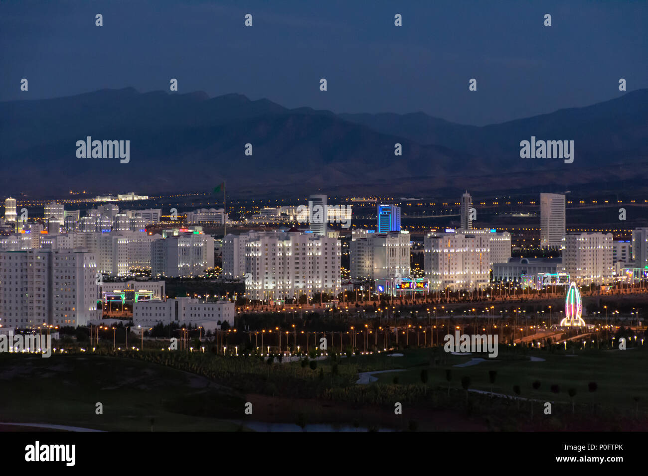 White Marble Buildings at Dusk, Ashgabat, Turkmenistan Stock Photo - Alamy