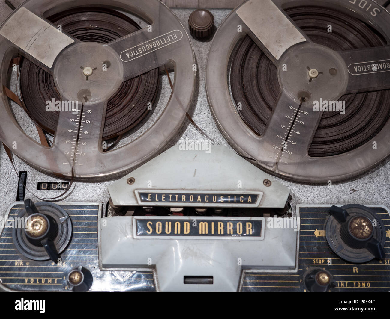 Padua, Italy - April 2, 2018: Detail of a Reel-to-reel audio tape ...