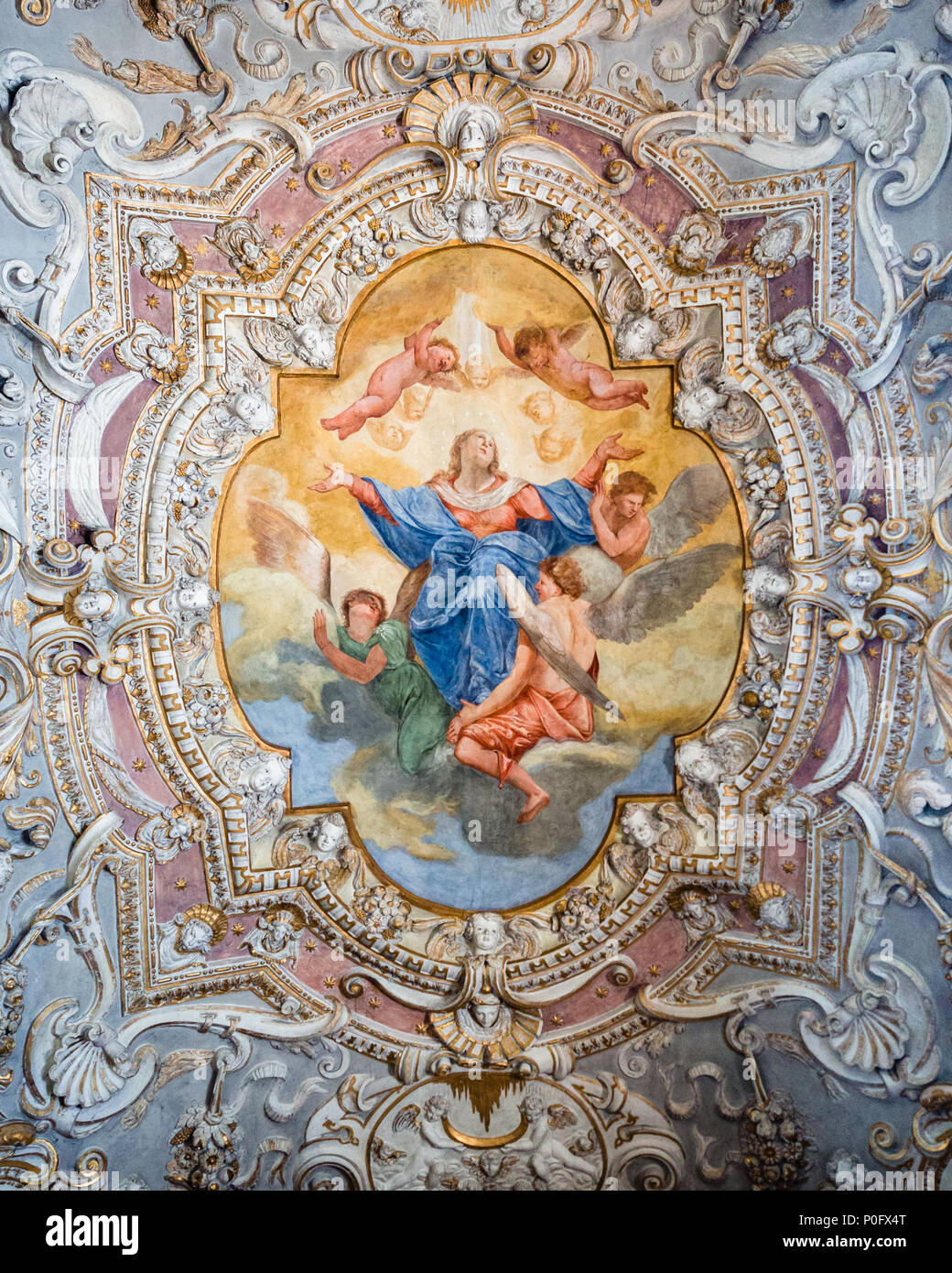 Italy religious ancient ceiling church medieval roof hi-res stock ...