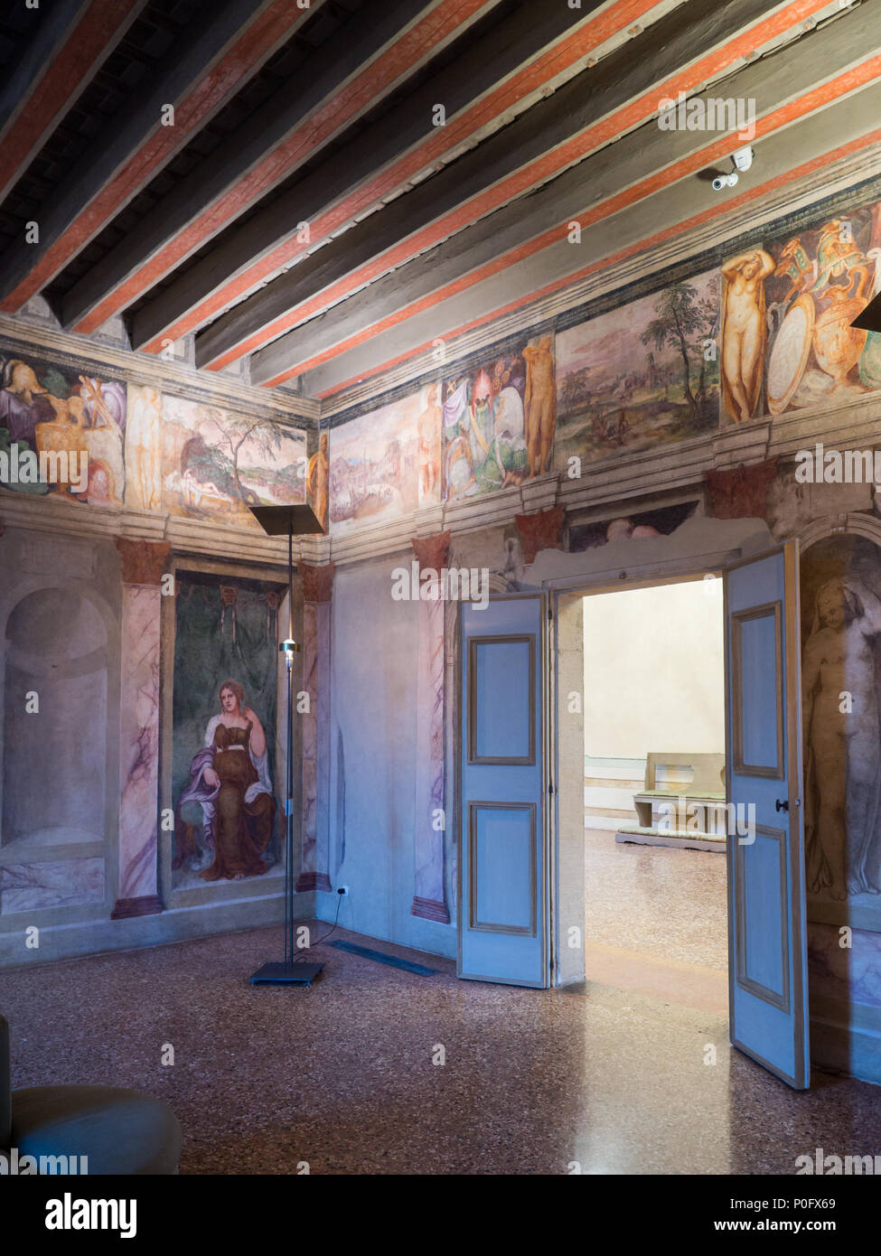 Torreglia, Italy - May 26, 2018: The wonderful renaissance frescoes of ...