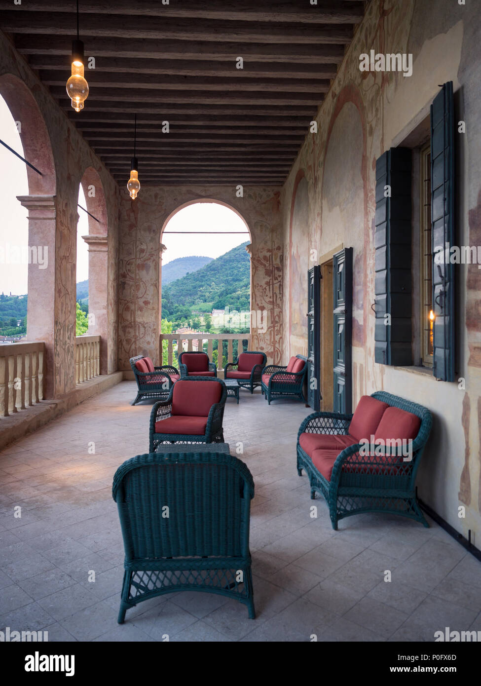 Torreglia, Italy - May 26, 2018: The wonderful outdoor terrace of Villa ...
