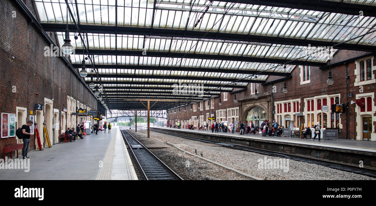 Train station at Stoke on Trent where travellers wait for a virgin ...