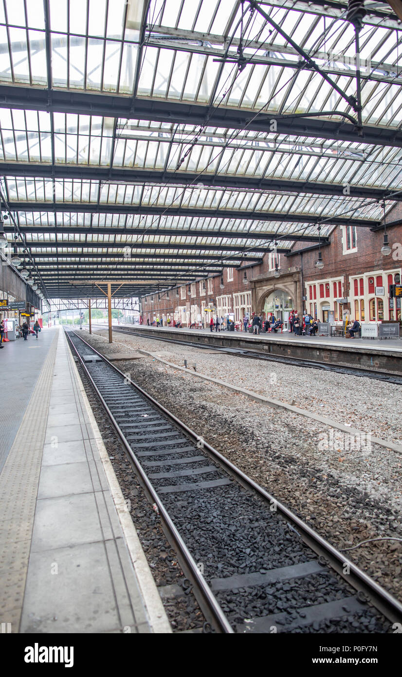 Train station at Stoke on Trent where travellers wait for a virgin ...