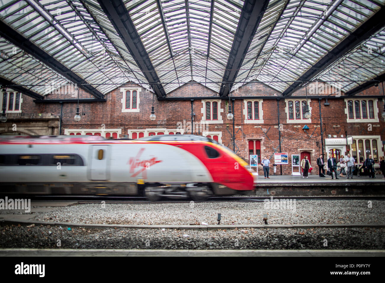 Train station at Stoke on Trent where travellers wait for a virgin ...