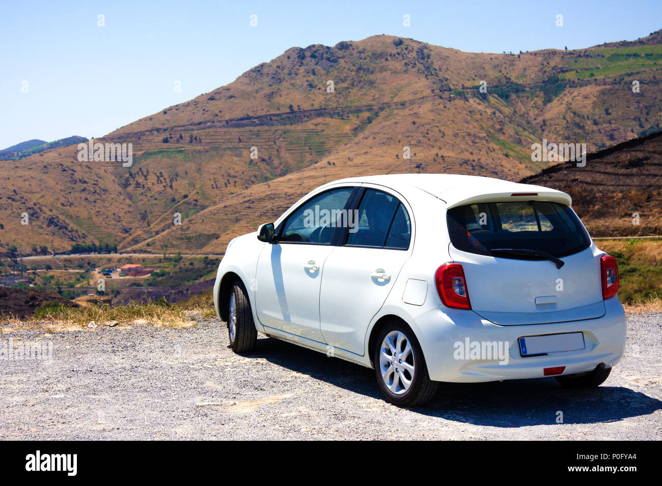 Car against rocky shore in marine reserve of Cerbere Banyuls ...