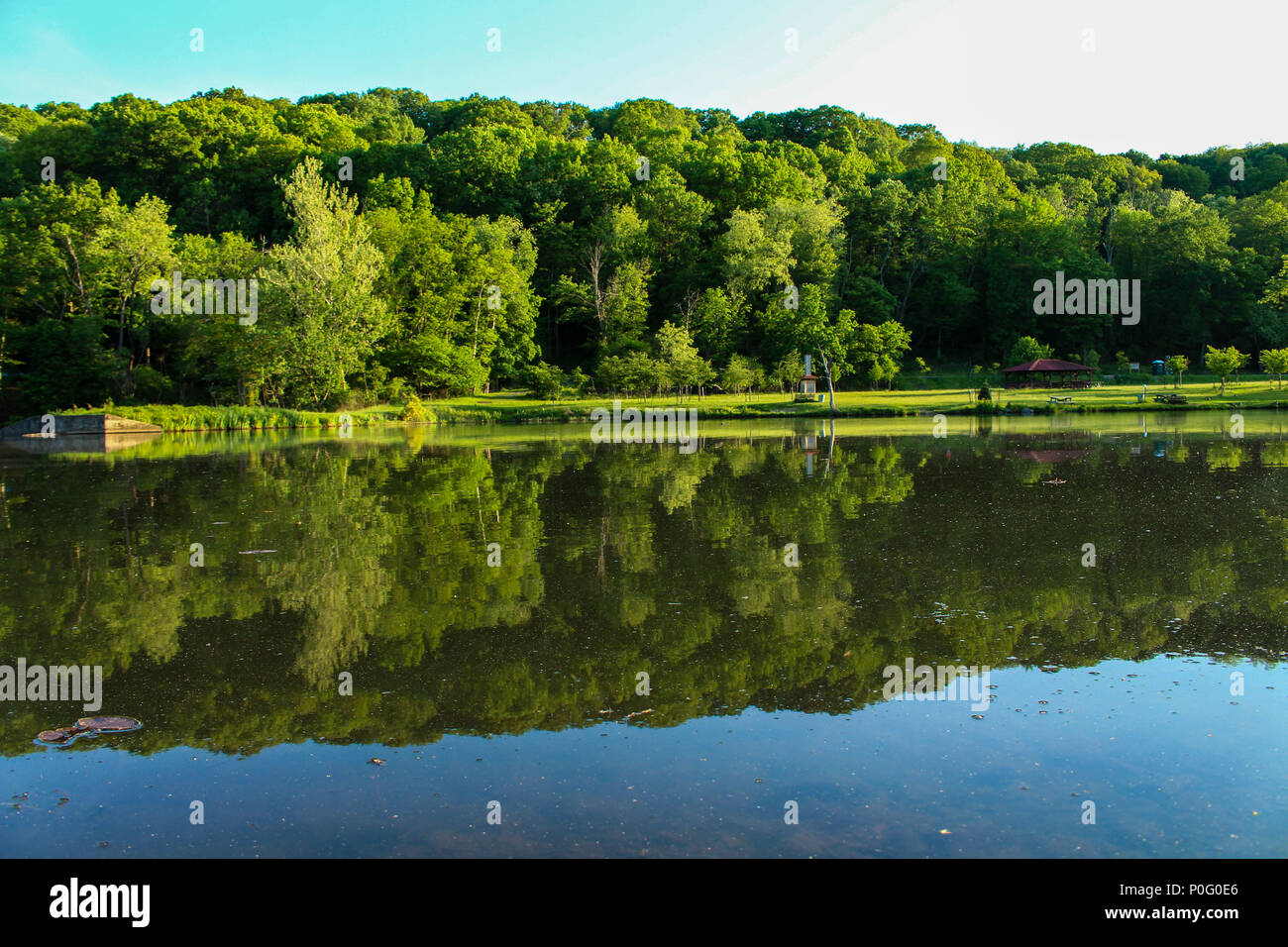 The reflection of the lake at North Park in Pennsylvania Stock Photo ...