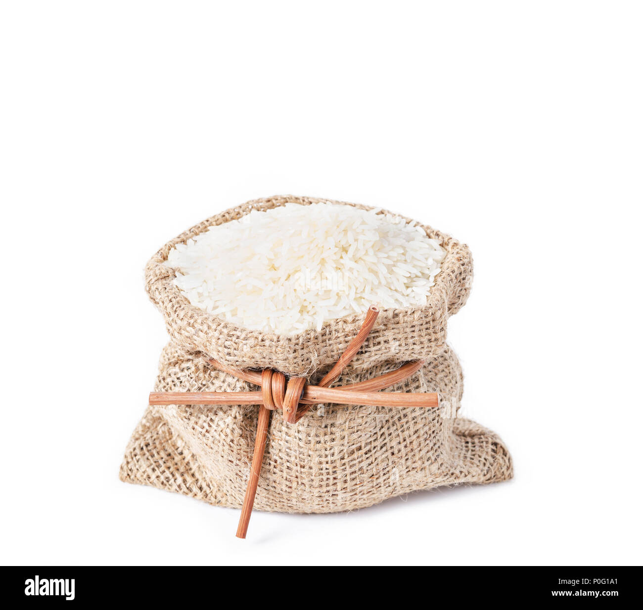 sack of rice isolated on a white background Stock Photo - Alamy