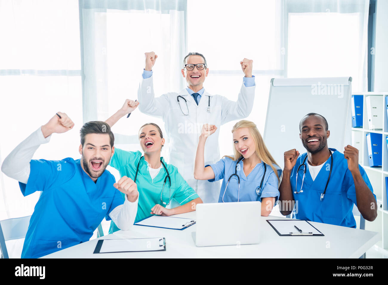 Happy nurses hospital not doctor hi-res stock photography and images ...
