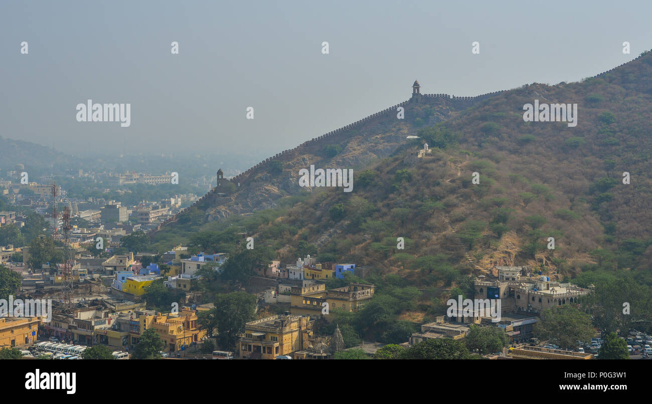 Jaipur, India - Nov 3, 2017. Aerial view of Jaipur, India. Jaipur is ...