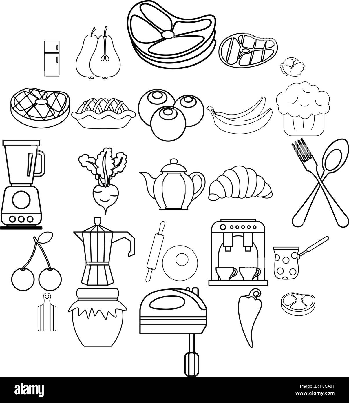 Cook galley icons set, outline style Stock Vector Image & Art - Alamy