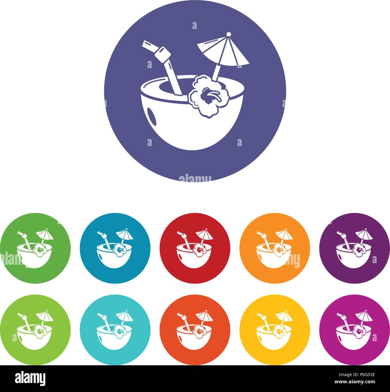 Coconut cocktail icons set vector color Stock Vector Image & Art - Alamy