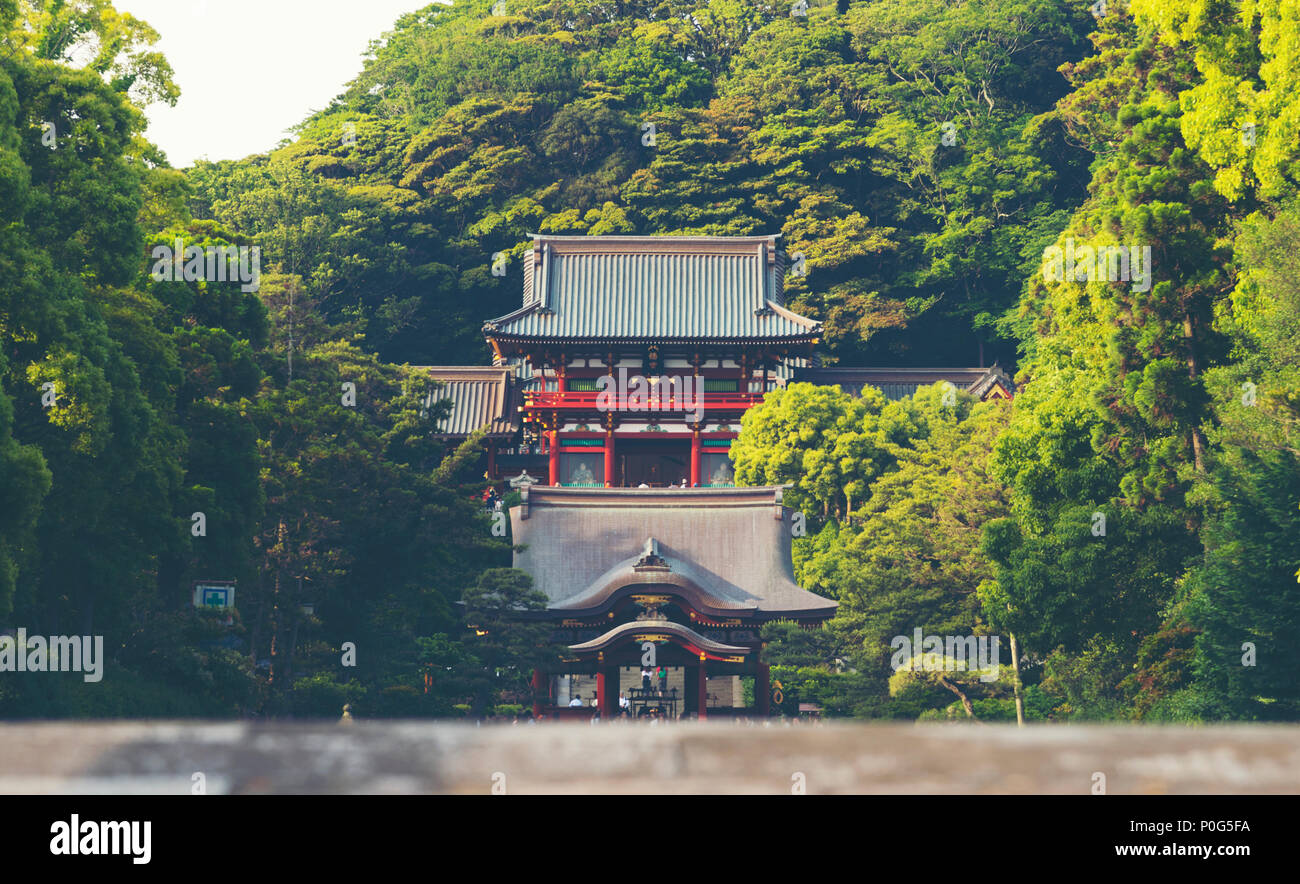 park view in Japanese temple, vintage filter image Stock Photo - Alamy
