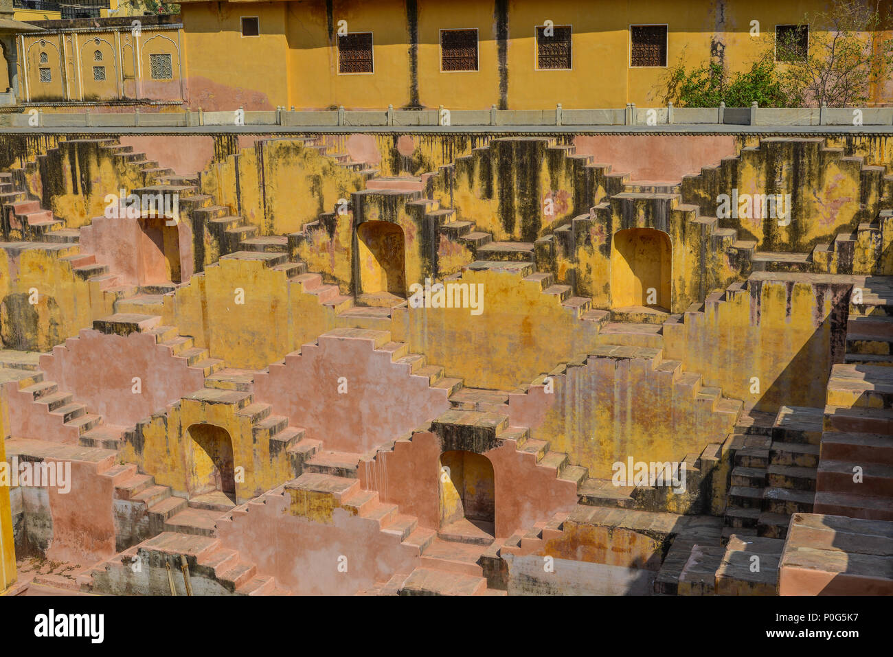 Old ancient Indian deep well with lots of steps in Jaipur, India Stock ...