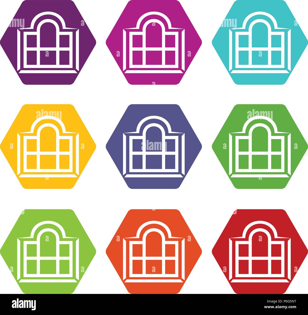 Beautiful window frame icons set 9 vector Stock Vector Image & Art - Alamy