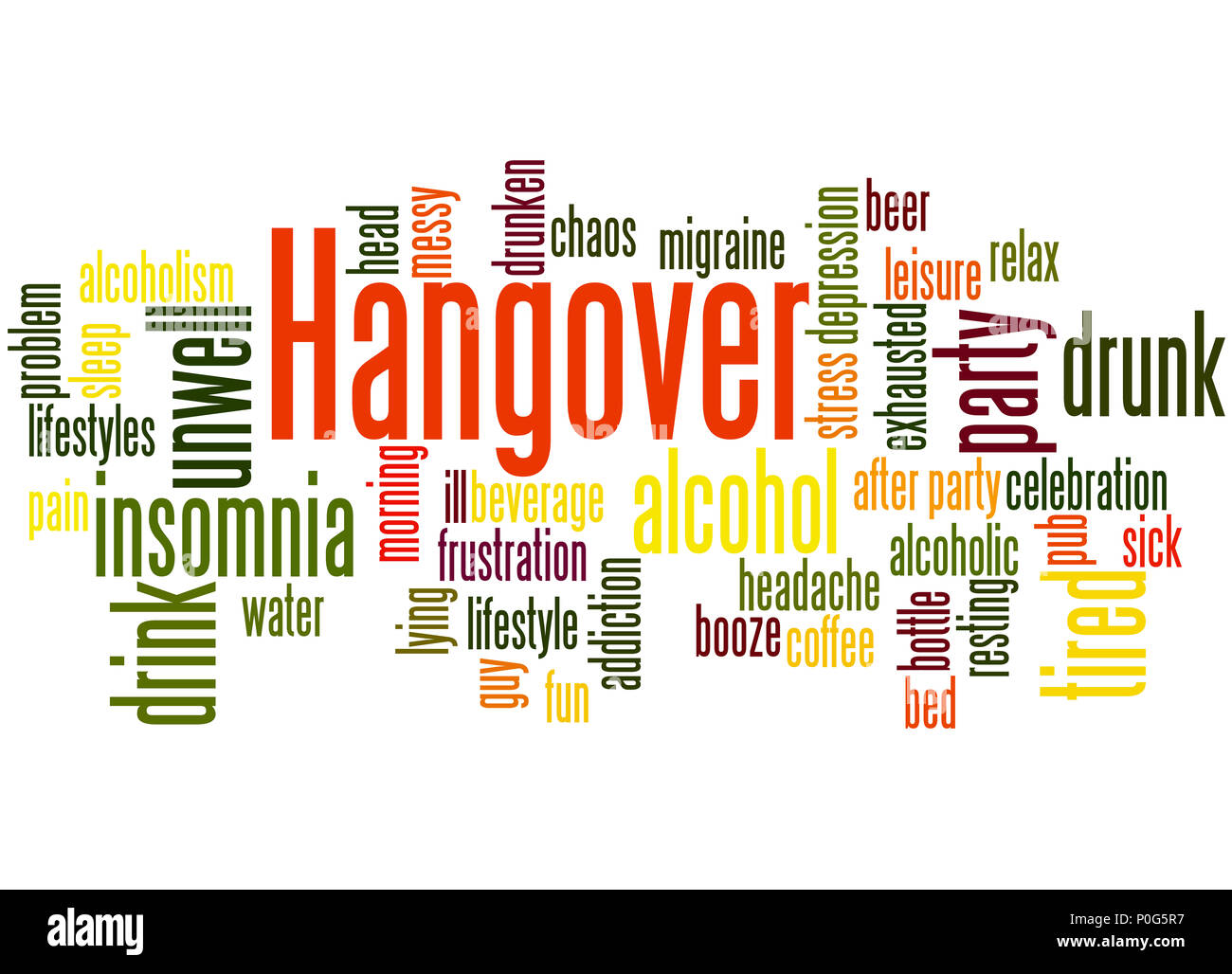 Hangover word cloud concept on white background Stock Photo - Alamy