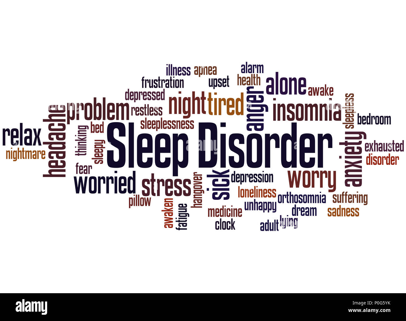 Sleep disorder word cloud concept on white background Stock Photo - Alamy