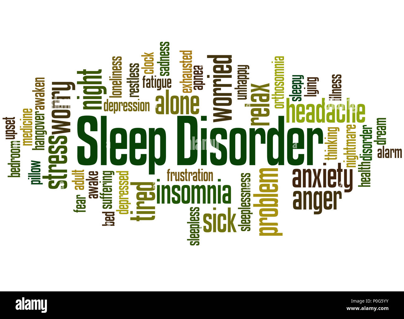 Sleep disorder word cloud concept on white background Stock Photo - Alamy