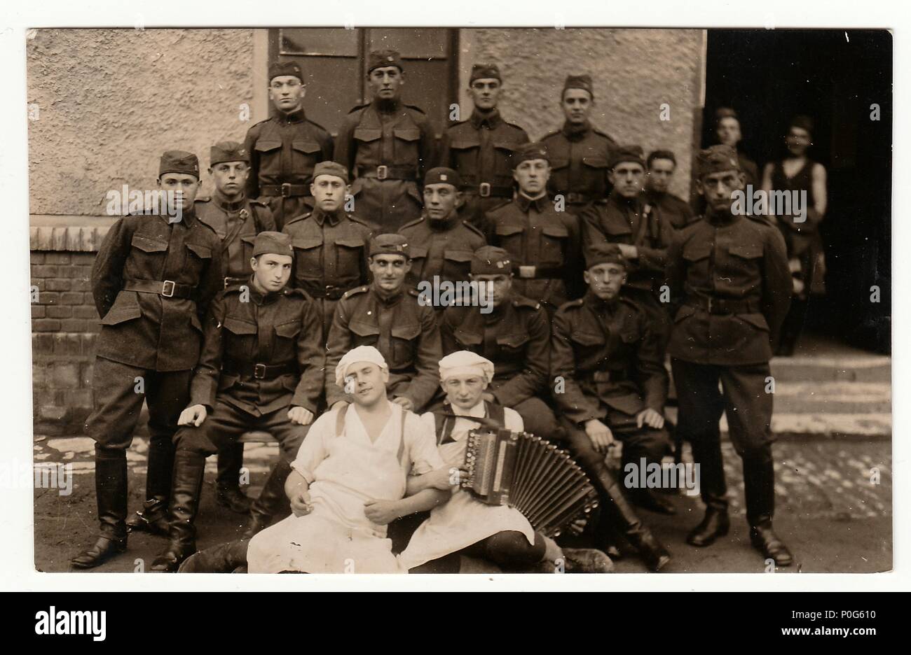 THE CZECHOSLOVAK REPUBLIC, CIRCA 1938: The group of soldiers. Vintage ...