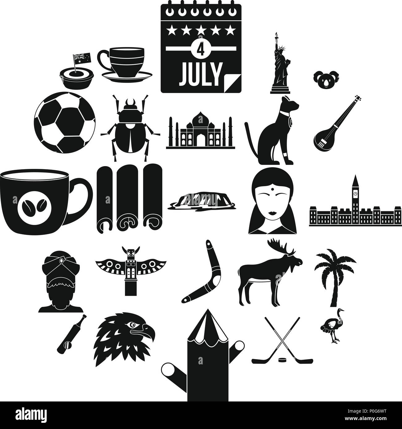 Landmark icons set, simple style Stock Vector Image & Art - Alamy