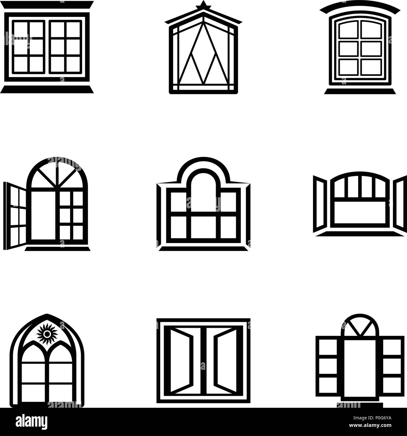 Stained glass icons set, simple style Stock Vector Image & Art - Alamy