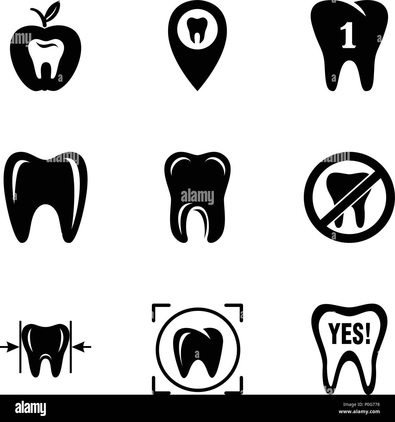 Sound teeth icons set, simple style Stock Vector Image & Art - Alamy