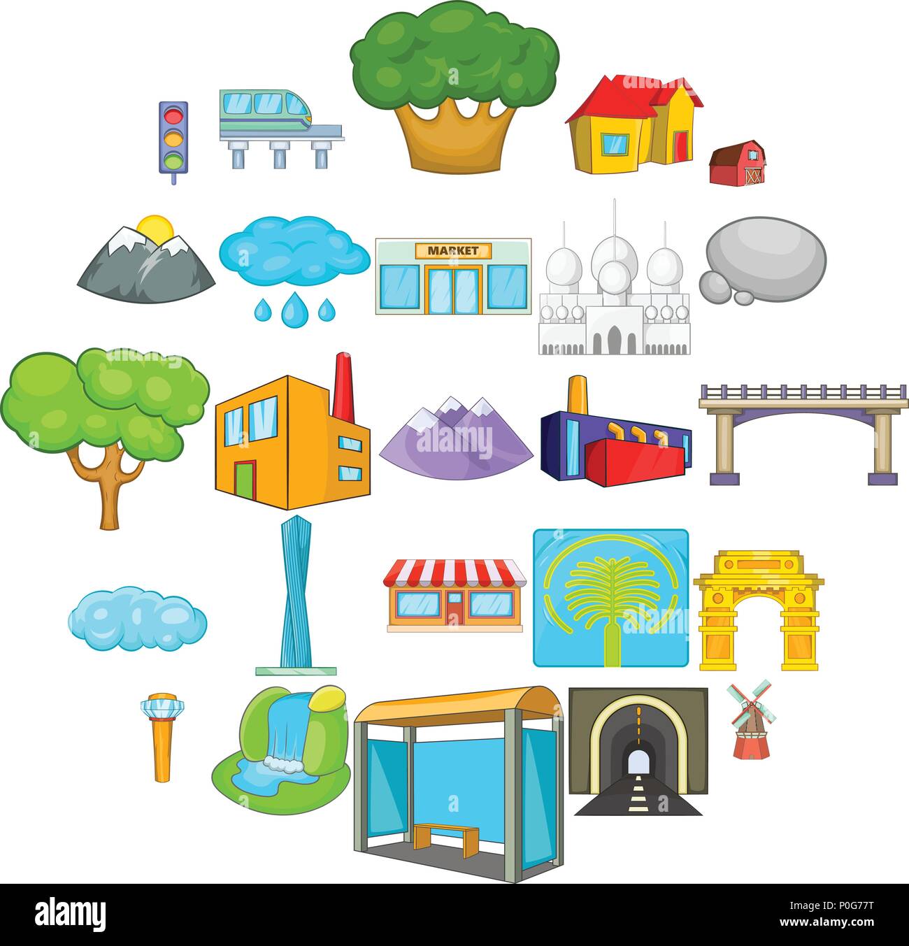 Scene icons set, cartoon style Stock Vector Image & Art - Alamy