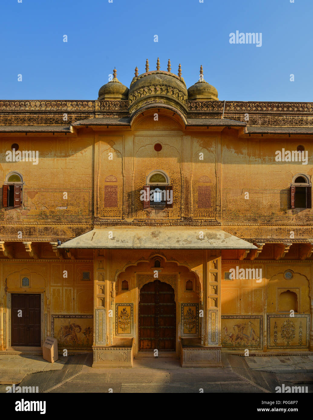 Architectures of Amber Fort at sunny day in Jaipur, India. Amer Fort is ...