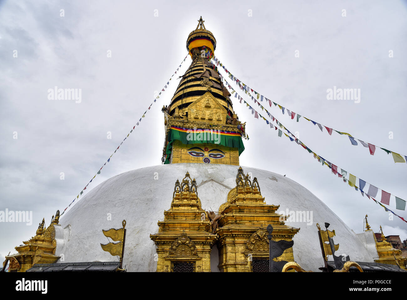 Stupa of Swayambhu, the Monkey Temple, in Kathmandu, Nepal Stock Photo ...