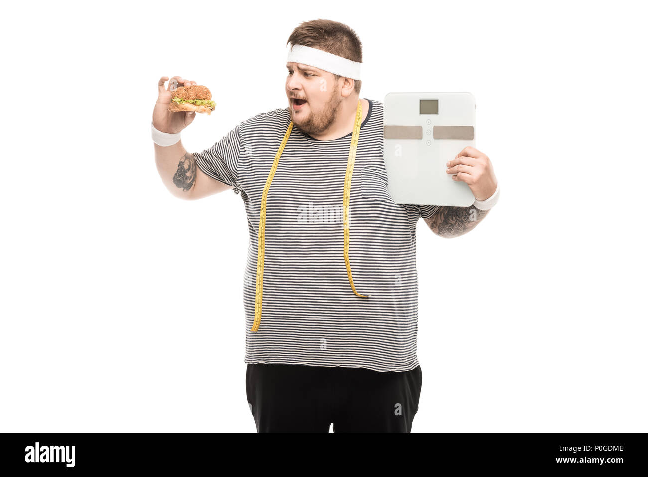 Fat man scales hi-res stock photography and images - Alamy
