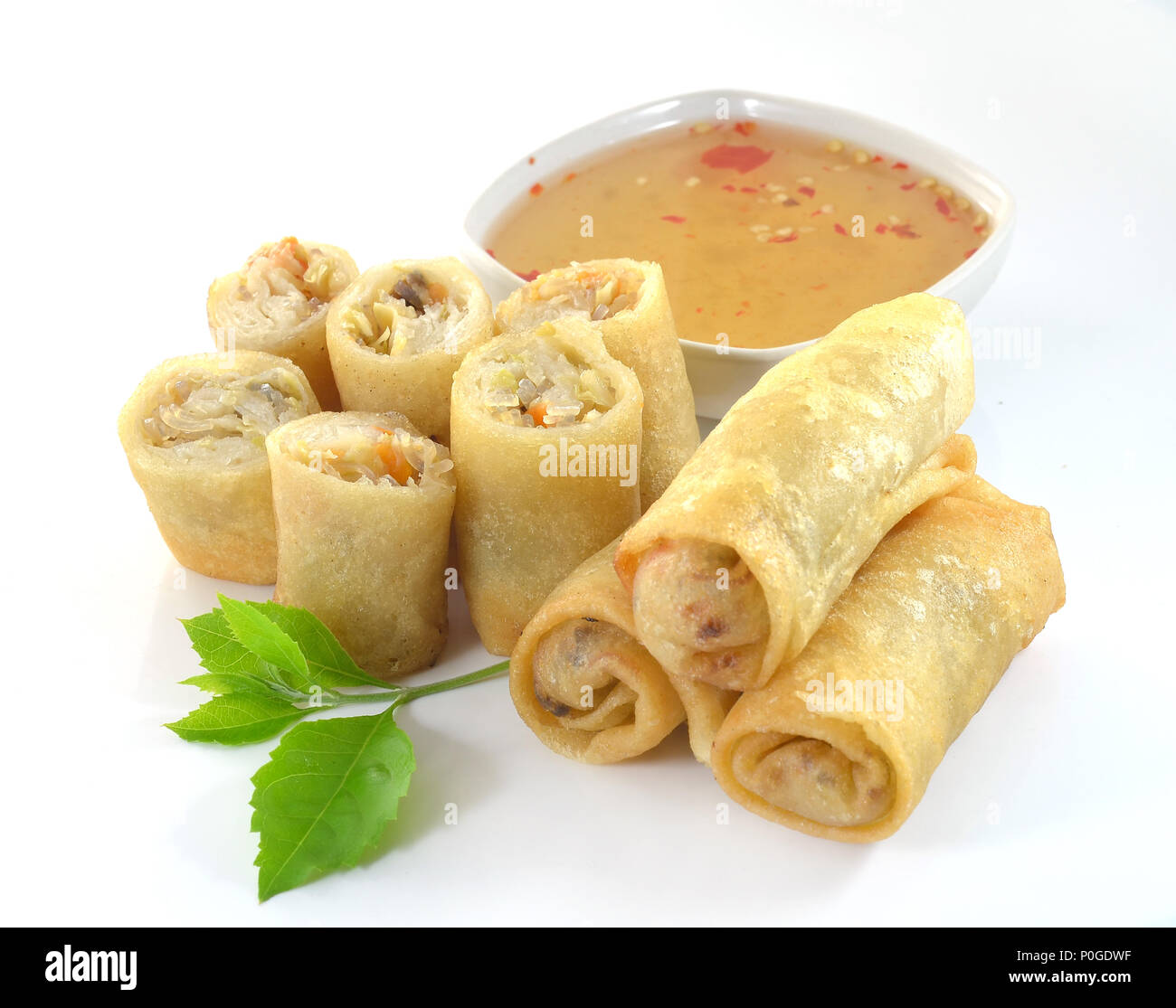 Spring Roll also known as Egg Roll isolated on white Stock Photo - Alamy