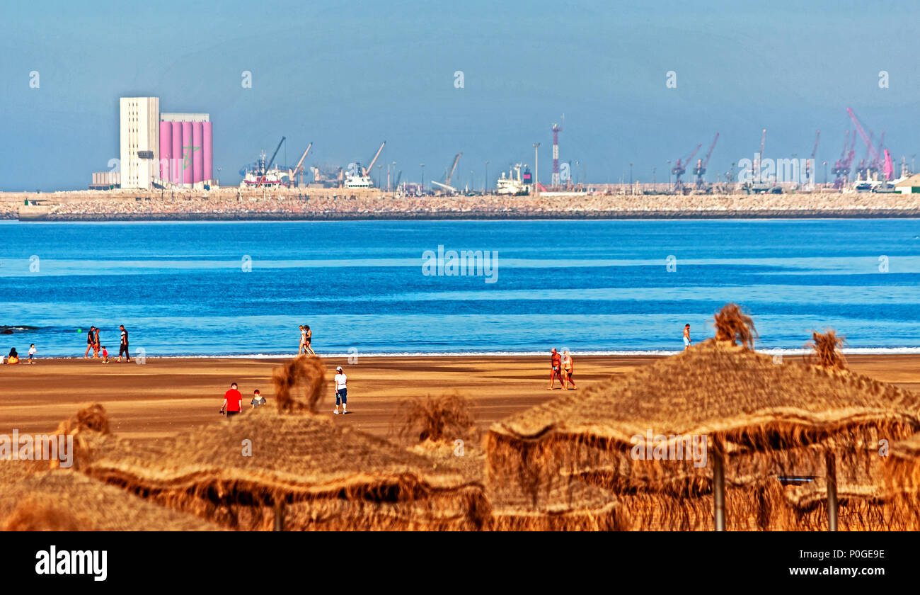 The wide sand beach of Agadir, Morocco Stock Photo - Alamy