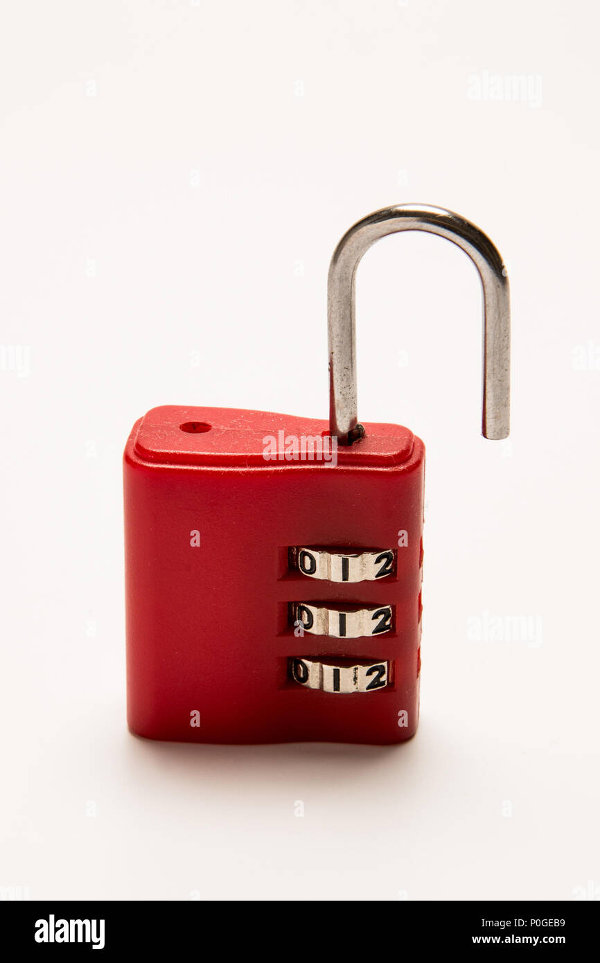 Red security padlock with key Stock Photo - Alamy